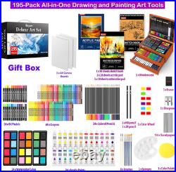 Art Supply Box - Deluxe Art Set, 195-Pack Artist Gift Box, Arts and ...